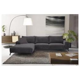 Ecksofa WERK2 "Faro L-Form" Sofas Gr. B/H/T: 315cm x 67cm x 188cm, Cord, Recamiere links, grau (anthrazit) XXL Design Ecksofa mit hohem Komfort in trendigem Cord & Samtvelours