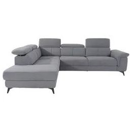 Ecksofa COTTA "Springs L-Form" Sofas Gr. B/H/T: 290cm x 79cm x 235cm, Microfaser, Ottomane links, mit Kopfteilverstellung-ohne Relaxfunktion-ohne Bettkasten, grau (stone)