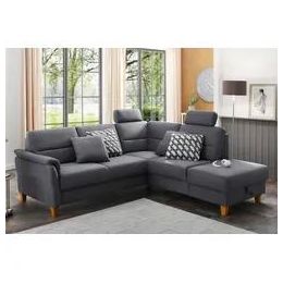 Ecksofa Home Affaire "Palmera L-Form" Sofas Gr. B/H/T: 236cm x 89cm x 212cm, Luxus-Microfaser ALTARA NUBUCK, Ottomane rechts, ohne Bettfunktion-ohne Bettkasten, grau Federkern, wahlweise mit Bettfunktion und mitohne Stauraum