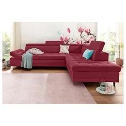 Sit & More Ecksofa SIT & MORE "Limit L-Form" Sofas Gr. B/H/T: 275cm x 89cm x 217cm, Luxus-Microfaser ALTARA NUBUCK, Ottomane rechts, mit Bettfunktion, rot (bordeaux) wahlweise mit Bettfunktion und Bettkasten