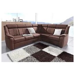 Sit & More Ecksofa SIT & MORE "Basel L-Form" Sofas Gr. B/H/T: 261cm x 98cm x 211cm, Kunstleder SOFTLUX, langer Schenkel links, mit Relaxfunktion, braun (mokka) wahlweise mit Relaxfunktion