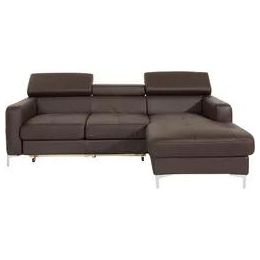 Ecksofa COTTA "Sammy L-Form" Sofas Gr. B/H/T: 226 cm x 92 cm x 105 cm, NaturLEDER, Recamiere links, ohne Bettfunktion-mit Kopfteilverstellung, braun wahlweise mit Bettfunktion