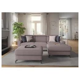 Sit & More Ecksofa SIT & MORE "Scarlett L-Form" Sofas Gr. B/T: 258cm x 172cm, Chenille, Recamiere rechts, Kopfteilverstellung, rosa (rosé) inklusive Kopfteilverstellung, wahlweise mit Bettfunktion, Bettkasten