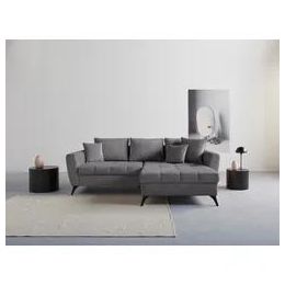 Ecksofa Inosign "Lörby L-Form" Sofas Gr. B/H/T: 246cm x 90cm x 170cm, Feincord, Recamiere rechts, Feincord, grau (anthrazit) Belastbarkeit bis 140kg pro Sitzplatz, auch mit Aqua clean-Bezug