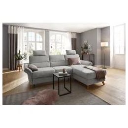 Ecksofa Home Affaire "Westerland L-Form" Sofas Gr. B/H/T: 252 cm x 90 cm x 162 cm, Chenille-Optik, Recamiere rechts, ohne Bettfunktion, ohne Bettkasten, ohne Armlehnfunktion, grau (hellgrau) Federkern-Polsterung, wahlweise mit Bettfunktion, Bettkasten