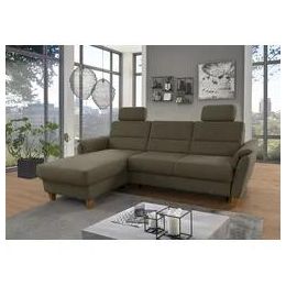 Ecksofa Home Affaire "Palmera L-Form" Sofas Gr. B/H/T: 244 cm x 89 cm x 163 cm, Struktur weich, Recamiere links, mit Bettfunktion-ohne Bettkasten, grün (oliv) Federkern, wahlweise mit Bettfunktion und mitohne Bettkasten