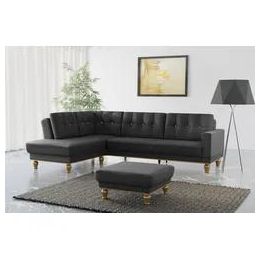 Sit & More Ecksofa SIT & MORE "Orient 5 V L-Form" Sofas Gr. B/H/T: 298cm x 90cm x 198cm, Samtoptik, Ottomane links, mit Bettfunktion-mit Bettkasten, schwarz mit Strass-Stein, wahlweise Bettfunktion und Bettkasten