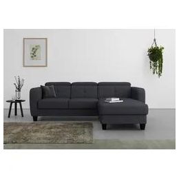 Sit & More Ecksofa SIT & MORE "Belluci L-Form" Sofas Gr. B/H/T: 247cm x 85cm x 170cm, Struktur weich, Recamiere rechts, ohne Bettfunktion-ohne Bettkasten, blau (tiefblau) inklusive Federkern, wahlweise mit Bettfunktion und Bettkasten