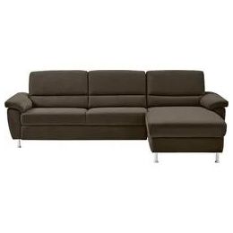 Ecksofa CALIZZA INTERIORS "Onyx L-Form" Sofas Gr. B/H/T: 270cm x 90cm x 158cm, Flachgewebe, Recamiere rechts, ohne Bettfunktion ohne Bettkasten, braun (mocca) Recamiere links oder rechts, wahlweise mit Bettfunktion, Breite 270 cm