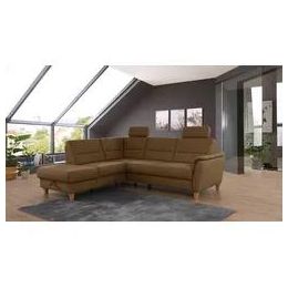 Ecksofa Home Affaire Sofas Gr. B/H/T: 236cm x 89cm x 212cm, Struktur weich, Ottomane links, mit Bettfunktion-mit Bettkasten, braun (messing) Federkern, wahlweise mit Bettfunktion und mitohne Stauraum