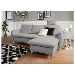 Sit & More Ecksofa SIT & MORE "Daytona L-Form" Sofas Gr. B/H/T: 245cm x 93cm x 164cm, Luxus-Microfaser weich, Recamiere rechts, Mit Bettfunktion, silberfarben (silber) mit Federkern, einer Kopfstütze und wahlweise Bettfunktion