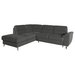 Sit & More Ecksofa SIT & MORE "Sorano L-Form" Sofas Gr. B/H/T: 249cm x 88cm x 212cm, Struktur fein, Ottomane links, mit Bettfunktion-mit Bettkasten, grau (anthrazit) wahlweise mit Bettfunktion und Bettkasten