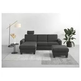 Ecksofa Home Affaire "Summer L-Form", grau (anthrazit), B:249cm H:91cm T:164cm, 95% Polyester, 5% Polyamid, Sofas, mit Recamiere, mit oder ohne Bettfunktion und Bettkasten, Cord-Bezug