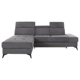 Ecksofa Inosign "Cardiz L-Form" Sofas Gr. B/H/T: 246 cm x 83 cm x 173 cm, Luxus-Microfaser Paris, Recamiere links, mit Bettfunktion-mit Bettkasten, grau inkl.Kopfteilverstellung und Federkern wahlweise mit Bettfunktion