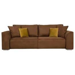 3-Sitzer Inosign "Beatrice Schlafsofa" Sofas Gr. B/H/T: 250 cm x 92 cm x 107 cm, Luxus-Microfaser Lederoptik, ohne Bettfunktion-ohne Bettkasten, braun (cognac) wahlweise auch mit Bettfunktion und Bettkasten, incl. 2 Zierkissen