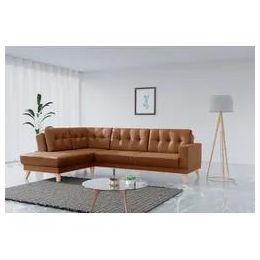 Sit & More Ecksofa SIT & MORE "Lavida L-Form" Sofas Gr. B/H/T: 298cm x 90cm x 198cm, Microfaser, Ottomane links, mit Kipper-mit Bettkasten-4 Rückenkissen-belastbar bis 660 kg, braun (cognac) wahlweise mit Kippfunktion und Bettkasten