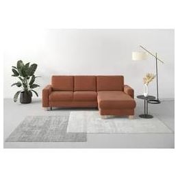 Ecksofa Home Affaire "Summer L-Form" Sofas Gr. B/H/T: 249 cm x 91 cm x 164 cm, Feincord, Recamiere rechts, mit Bettfunktion-mit Bettkasten-ohne Federkern, rosegold (kupfer) mit Recamiere, oder ohne Bettfunktion und Bettkasten, Cord-Bezug