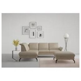 Sit & More Ecksofa SIT & MORE "Fashion L-Form" Sofas Gr. B/H/T: 250cm x 84cm x 207cm, Luxus-Microfaser mit Prägung, Ottomane links, ohne Kopfteilverstellung-ohne Vorziehsitz, beige wahlweise mit Kopfteilverstellung und Vorziehsitz, motorisch