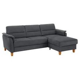 Ecksofa Home Affaire "Palmera L-Form" Sofas Gr. B/H/T: 244 cm x 89 cm x 163 cm, Luxus-Microfaser ALTARA NUBUCK, Recamiere rechts, ohne Bettfunktion-ohne Bettkasten, grau Federkern, wahlweise mit Bettfunktion und mitohne Bettkasten