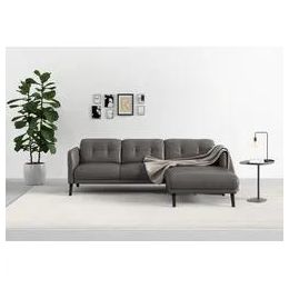 Sit & More Ecksofa SIT & MORE "Scandia L-Form" Sofas Gr. B/H/T: 269cm x 82cm x 183cm, Microfaser, Recamiere rechts, Ohne Kopfteilverstellung-Ohne Armteilfunktion-Mit schwarzen matten Metallfüßen, grau (anthrazit) Wahlweise mit Kopfteilverstellung und Armteilfunktion