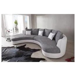 Ecksofa Inosign "Limoncello L-Form" Sofas Gr. B/H/T: 287cm x 76cm x 160cm, Kunstleder-Struktur, Ottomane links, Ottomane links, grau (weiß, weiß, grau) ergonomische Form