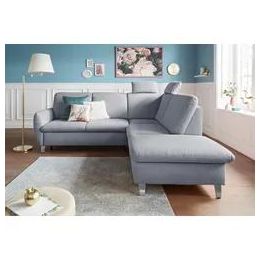 Sit & More Ecksofa SIT & MORE "Daytona L-Form" Sofas Gr. B/H/T: 236cm x 93cm x 214cm, Struktur, Ottomane rechts, Mit Bettfunktion, grau (hellgrau) mit Federkern, zwei Kopfstützen und wahlweise Bettfunktion