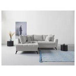 Ecksofa Inosign "Lörby L-Form" Sofas Gr. B/H/T: 224 cm x 90 cm x 191 cm, Struktur weich, Ottomane links, Struktur weich, grau (hellgrau) Belastbarkeit bis 140kg pro Sitzplatz, auch mit Aqua clean-Bezug