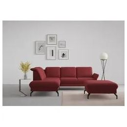 Sit & More Ecksofa SIT & MORE "Fashion L-Form" Sofas Gr. B/H/T: 250cm x 84cm x 207cm, Luxus-Microfaser ALTARA NUBUCK, Ottomane links, mit Kopfteilverstellung, rot (bordeaux) wahlweise mit Kopfteilverstellung und Vorziehsitz, motorisch