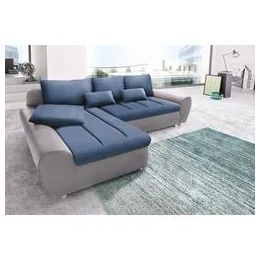 Sit & More Ecksofa SIT & MORE "Bandos L-Form" Sofas Gr. B/H/T: 269cm x 83cm x 173cm, Flachgewebe, Recamiere links, ohne Bettfunktion, blau (hellgrau/pacific) in 2 unterschiedlichen Größen, wahlweise mit Bettfunktion