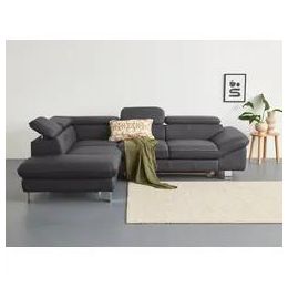 Ecksofa COTTA "Driver L-Form" Sofas Gr. B/H/T: 268cm x 73cm x 214cm, Luxus-Kunstleder, Ottomane links, mit Kopfteilverstellung-ohne Bettfunktion und Bettkasten, grau (fango) mit Kopfteilverstellung, wahlweise Bettfunktion