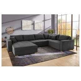 Jockenhöfer Wohnlandschaft JOCKENHÖFER GRUPPE "Brixen U-Form" Sofas Gr. B/T: 379cm x 94cm, Cord, Ottomane beidseitig montierbar, grau Bettfunktion, Bettkasten, Ottomane ist links oder rechts montierbar Bestseller