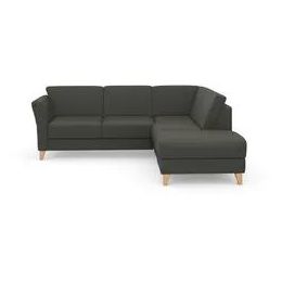 Sit & More Ecksofa SIT & MORE "Visby L-Form" Sofas Gr. B/H/T: 248cm x 87cm x 213cm, Struktur fein, Ottomane rechts, ohne Bettfunktion-ohne Bettkasten, grau (anthrazit) Wahlweise mit Bettfunktion und Stauraum, frei im Raum stellbar