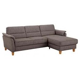 Ecksofa Home Affaire "Palmera L-Form" Sofas Gr. B/H/T: 244 cm x 89 cm x 163 cm, Struktur, Recamiere rechts, ohne Bettfunktion-ohne Bettkasten, braun Federkern, wahlweise mit Bettfunktion und mitohne Bettkasten