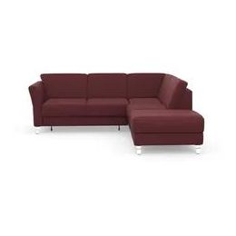 Sit & More Ecksofa SIT & MORE "Visby L-Form" Sofas Gr. B/H/T: 248cm x 87cm x 213cm, Soft clean, Ottomane rechts, mit Bettfunktion-mit Bettkasten, rot (bordeaux) Wahlweise mit Bettfunktion und Stauraum, frei im Raum stellbar