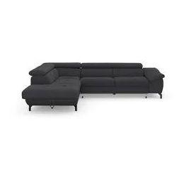 Ecksofa COTTA "Famous L-Form" Sofas Gr. B/T: 279cm x 228cm, Struktur grob, Armlehne rechts-Ottomane links, ohne Bettfunktion-ohne Bettkasten, schwarz in modernem Design