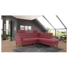 Ecksofa Home Affaire "Palmera L-Form" Sofas Gr. B/H/T: 236cm x 89cm x 212cm, Struktur weich, Ottomane rechts, mit Bettfunktion-ohne Bettkasten, lila (chianti) Federkern, wahlweise mit Bettfunktion und mitohne Stauraum