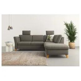 Ecksofa Home Affaire "Trelleborg L-Form" Sofas Gr. B/H/T: 252cm x 86cm x 213cm, Luxus-Microfaser Euphoria, Ottomane rechts, ohne Bettfunktion-ohne Stauraum, braun (schlamm) Federkern-Polsterung, wahlweise mit Bettfunktion und Stauraum