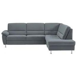 Ecksofa CALIZZA INTERIORS "Onyx L-Form" Sofas Gr. B/H/T: 257 cm x 90 cm x 196 cm, Samtoptik, Ottomane rechts, ohne Bettfunktion ohne Bettkasten, grau (1032 grey) Ottomane links oder rechts, wahlweise mit Bettfunktion, Breite 257 cm