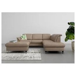 Sit & More Ecksofa SIT & MORE "Maggiore L-Form" Sofas Gr. B/T: 261cm x 224cm, Luxus-Microfaser, Ottomane rechts, mit Kopfteilverstellung-ohne Bettfunktion-ohne Stauraum-Fussfarbe: Nickel satiniert, grau (taupe) wahlweise mit Kopfteilverstellung, Bettfunktion und Stauraum