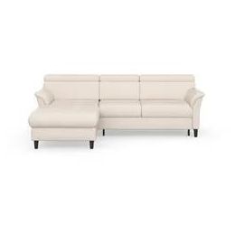 Sit & More Ecksofa SIT&MORE "Marano L-Form" Sofas Gr. B/T: 257 cm x 166 cm, Luxus-Microfaser ALTARA NUBUCK, mega-Recamiere links, mit Bettfunktion-mit Bettkasten-inklusive Kopfteilverstellung-Fußfarbe: matt schwarz, beige (creme) inklusive Kopfteilverstellung, wahlweise mit Bettfunktion, Bettkasten