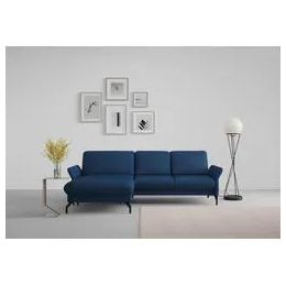 Sit & More Ecksofa SIT & MORE "Fashion L-Form" Sofas Gr. B/H/T: 253cm x 84cm x 165cm, Soft clean, Recamiere links, ohne Kopfteilverstellung-ohne Vorziehsitz-mit Metallfuesse schwarz matt, blau wahlweise mit Kopfteilverstellung und Vorziehsitz, motorisch