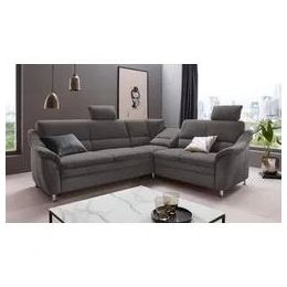 Ecksofa Places of Style "Cardoso L-Form", grau, B:249cm H:90cm T:209cm, Luxus-Microfaser Lederoptik (100% Polyester), Luxus-Microfaser (100% Polyester), Luxus-Microfaser ALTARA NUBUCK (100% Polyester), Struktur (100% Polyester), Sofas, Federkern, wahlweise mit Bett, Schubkasten, teilweise Relaxfunktion