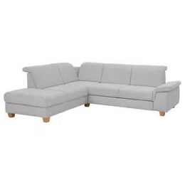 Ecksofa Home Affaire "Dalia L-Form" Sofas Gr. B/T: 256 cm x 221 cm, Luxus-Microfaser weich, Ottomane links, mit Bettfunktion-mit Bettkasten-mit Kopfteilverstellung, silberfarben (silber) mit Federkernpolsterung, wahlweise Bettfunktion, Bettkasten