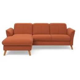 Sit & More Ecksofa SIT & MORE "Romero L-Form" Sofas Gr. B/H/T: 245cm x 91cm x 178cm, Struktur weich, Recamiere links, mit Federkern-ohne Kopfteilverstellung-ohne Bettfunktion-ohne Bettkasten-ohne motorische Relaxfunktion, orange (terra) wahlweise mit oder ohne Relax-Funktion, Bettfunktion, Bettkasten