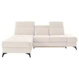 Ecksofa Inosign "Cardiz L-Form" Sofas Gr. B/H/T: 246cm x 83cm x 173cm, Struktur fein, Recamiere links, mit manuellem Vorziehsitz-mit Bettkasten, beige (natur) inkl.Kopfteilverstellung und Federkern wahlweise mit Bettfunktion