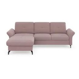 Ecksofa Places of Style "Calando L-Form" Sofas Gr. B/H/T: 258 cm x 91 cm x 165 cm, Struktur weich, mega-Recamiere links, ohne Bettfunktion-ohne Bettkasten-ohne Armteilverstellung, lila (flieder) wahlweise mit Bettfunktion, Bettkasten und Armteilfunktion