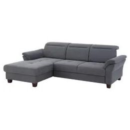 Ecksofa Home Affaire "Solvei L-Form" Sofas Gr. B/H/T: 255cm x 104cm x 185cm, Luxus-Microfaser ALTARA NUBUCK, Recamiere links, Sitztiefenverstellung, grau mit Recamierenabschluß und Sitztiefenverstellung