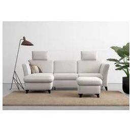 Ecksofa Home Affaire "Trelleborg L-Form" Sofas Gr. B/H/T: 249 cm x 86 cm x 162 cm, Feincord, Recamiere links, mit Bettfunktion-mit Bettkasten, silberfarben (silber) wahlweise mit Bettfunktion und Bettkasten, inkl. Federkern-Polsterung