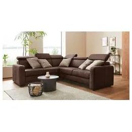 Sit & More Ecksofa SIT & MORE "Bologna L-Form", braun (dunkelbraun), B:247cm H:84cm T:227cm, Sofas, Kopfteilverstellung, wahlweise mit Bettfunktion und Schubkasten