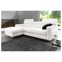 Ecksofa COTTA "Sammy L-Form" Sofas Gr. B/H/T: 226cm x 92cm x 105cm, NaturLEDER, Recamiere links, ohne Bettfunktion-mit Kopfteilverstellung, weiß wahlweise mit Bettfunktion